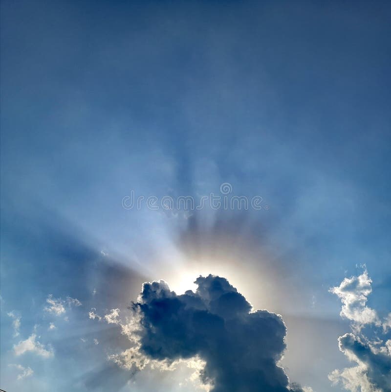 Sun Shining with Divine Light from Cloud Stock Photo - Image of ...