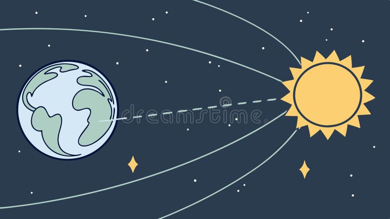 Sun Shining on Earth, Daylight and Planetary Rotation, Vector Design ...