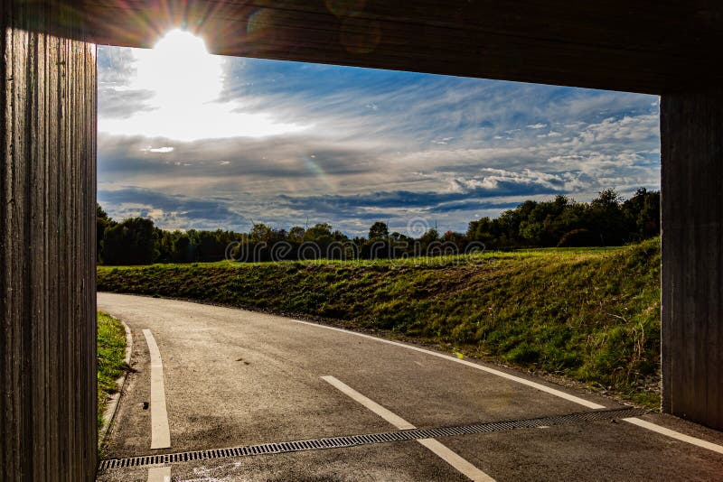 Sun Shining through the End of a Square Tunnel Stock Image - Image of ...