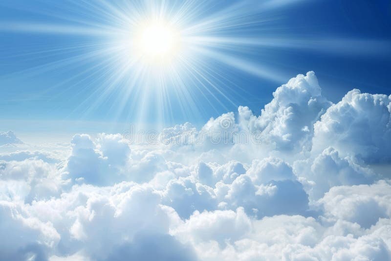 Sun Shining through Fluffy White Clouds, Heaven, Paradise, Beautiful ...