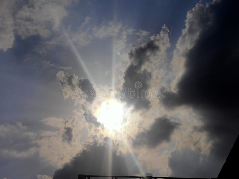 Sun Shining Inside from the Clouds in Noon Stock Image - Image of noon ...