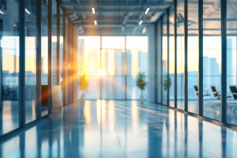 Sun Shining on a Modern Open Plan Office with No People Stock Photo ...