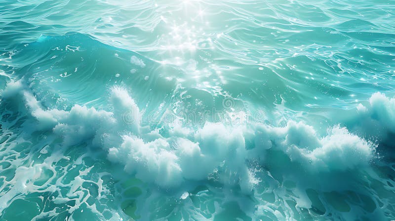 Sun Shining on Ocean Waves. Generative by AI Stock Illustration ...