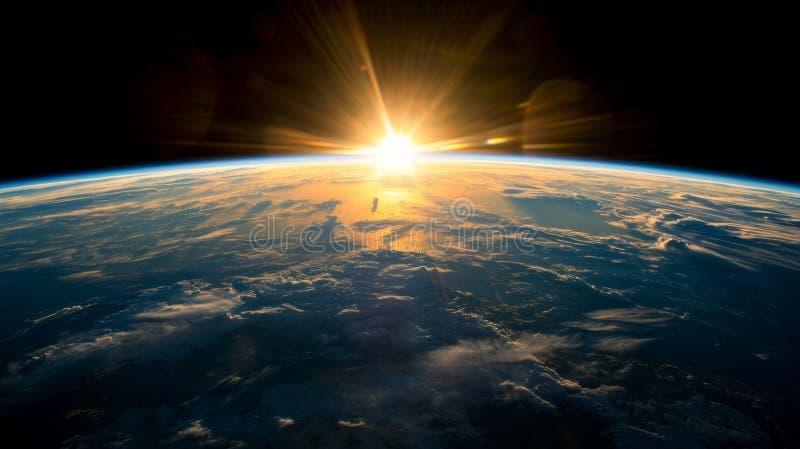 Sun Shining Over Earth, Bright and Beautiful View of Our Planet Stock ...