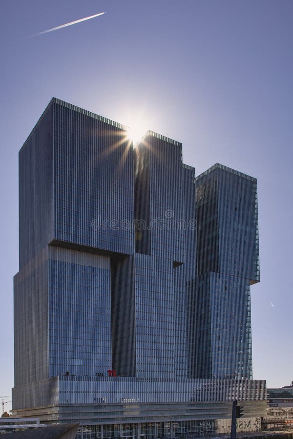 Sun Shining Over a High-rise Building in Rotterdam, Netherlands Stock ...