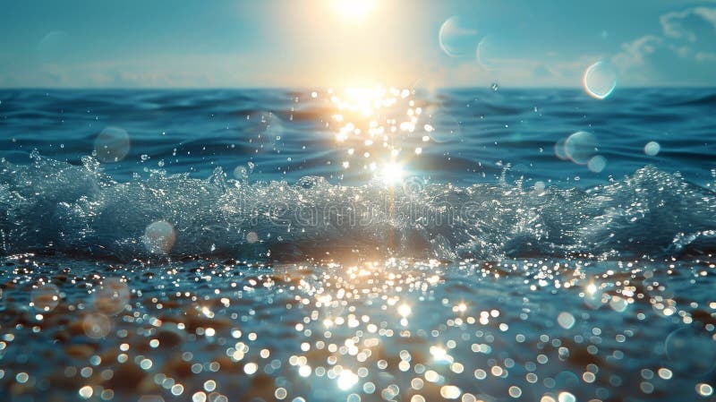 Sun Shining Over Ocean Waves Stock Photo - Image of sparkling, outdoors ...