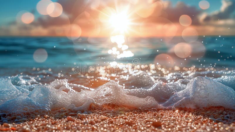 Sun Shining Over Ocean Waves Stock Image - Image of nature, seascape ...