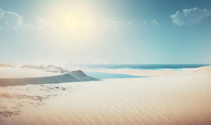 The Sun is Shining Over the Sand Dunes at the Beach Stock Illustration ...