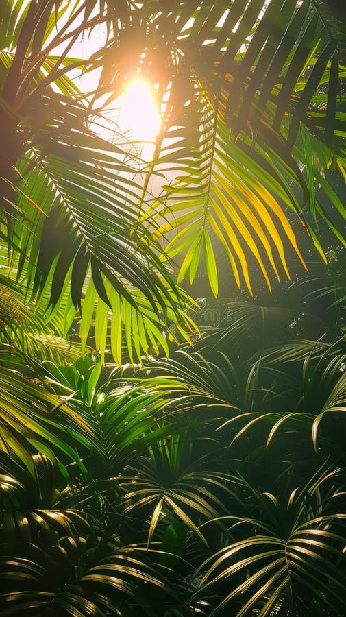 Sun Shining through Palm Tree Leaves Stock Photo - Image of tree ...