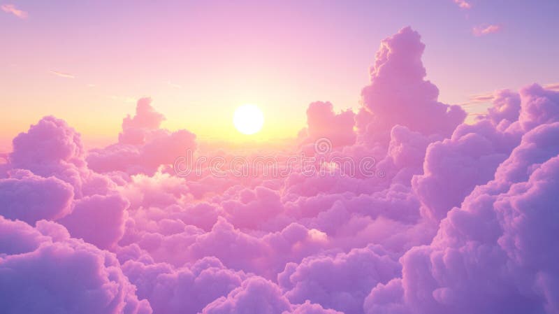 Sun Shining through Pink Clouds at Sunset Stock Illustration ...