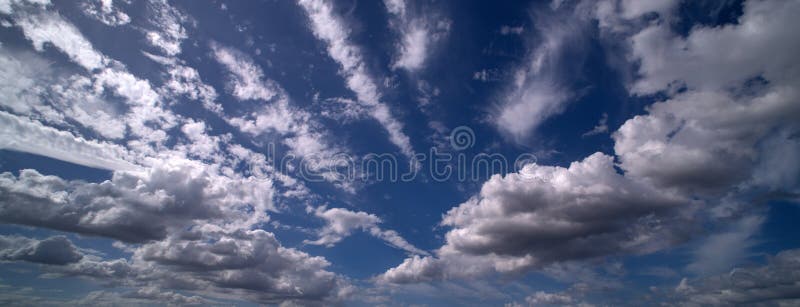 Sun Shining through the Puffy Clouds. White Clouds Banner. Beautiful ...