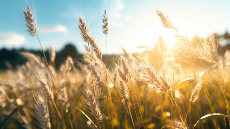 Sun Shining Field Tall Grass Perfect Nature Backgrounds Stock Photos ...