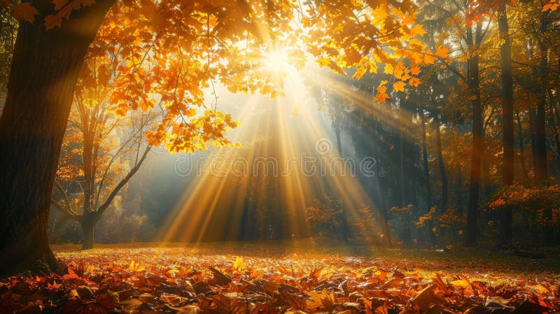 Sun Shining through Tree Canopy Stock Illustration - Illustration of ...