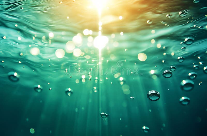 Sun Shining through Water with Bubbles Stock Photo - Image of sunlight ...