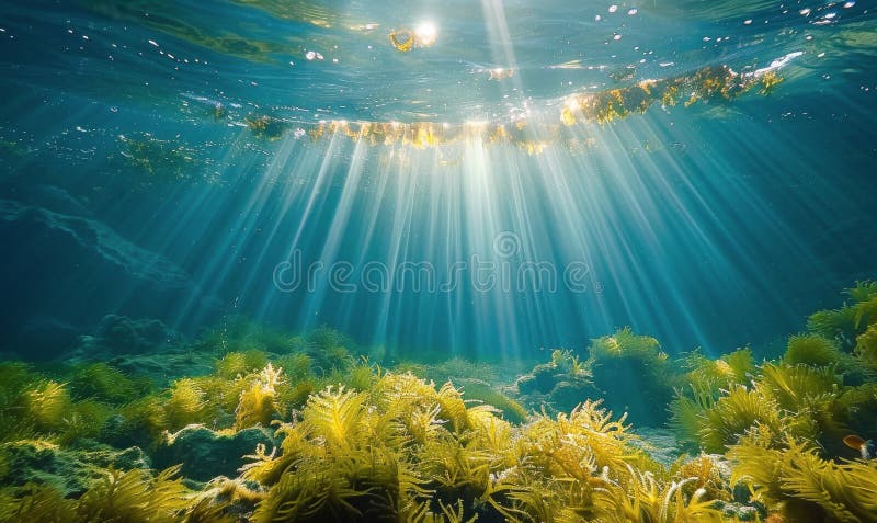 Sun Shining through Water Over Plants Stock Photo - Image of ...