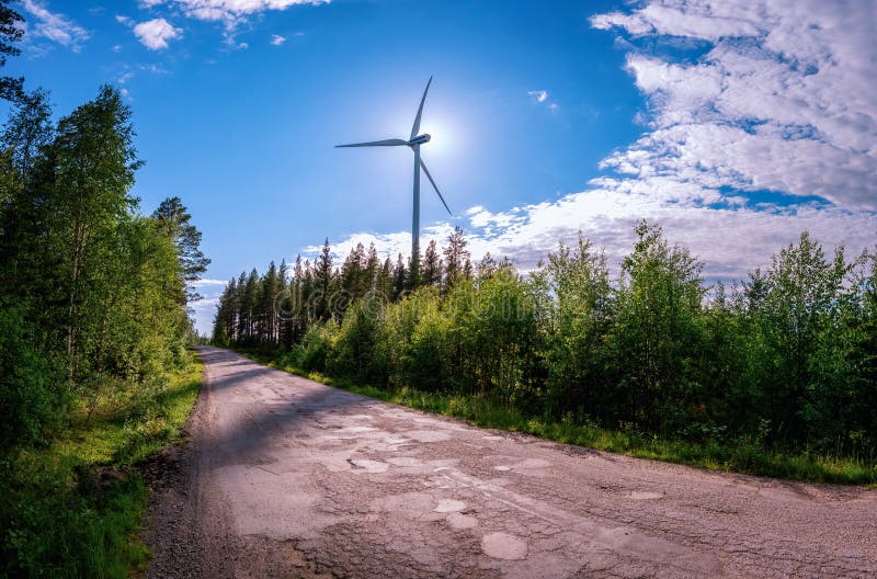Sun Shining beside of Windmill Standing in Pine Tree Forest. Sweden ...