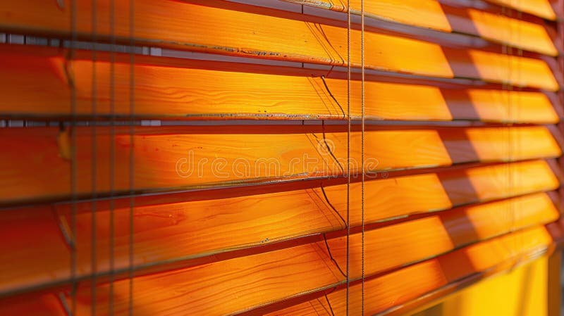 The Sun is Shining through the Window Blinds, Casting a Warm Glow on ...