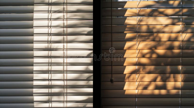 The Sun is Shining through the Window Blinds, Casting a Warm Glow on ...