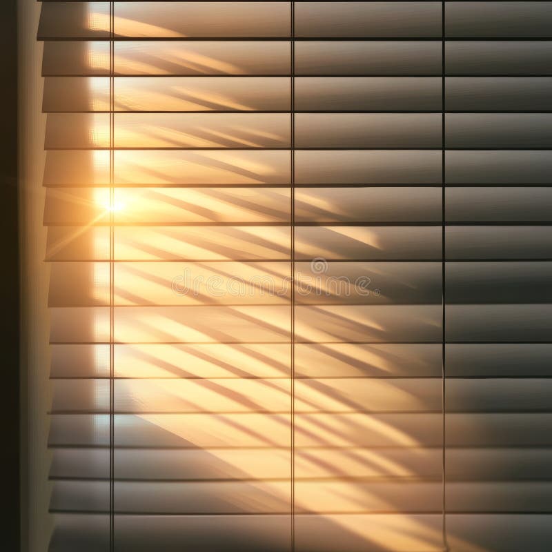 The Sun is Shining through the Window Blinds, Casting a Warm Glow on ...