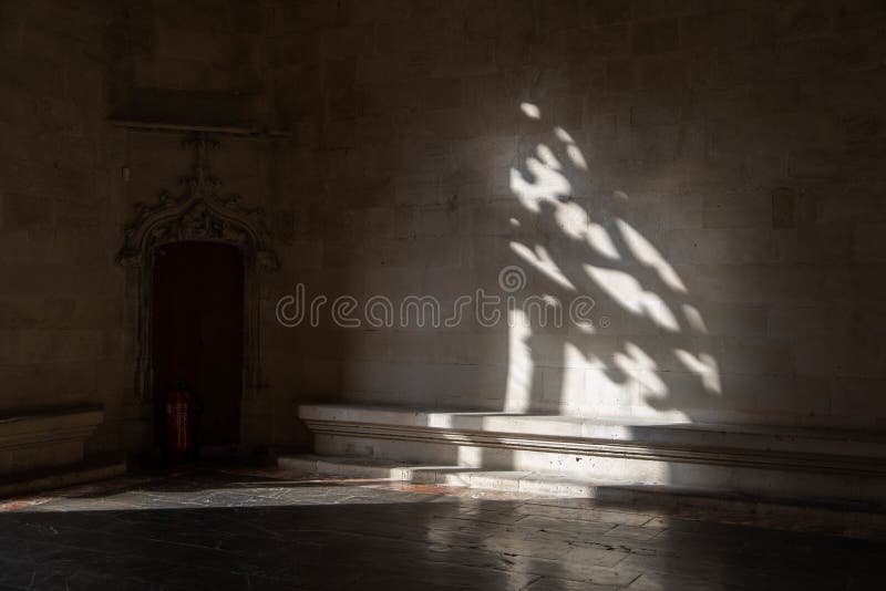 Sun Shining through the Windows Inside a Beautiful and Old Castle with ...