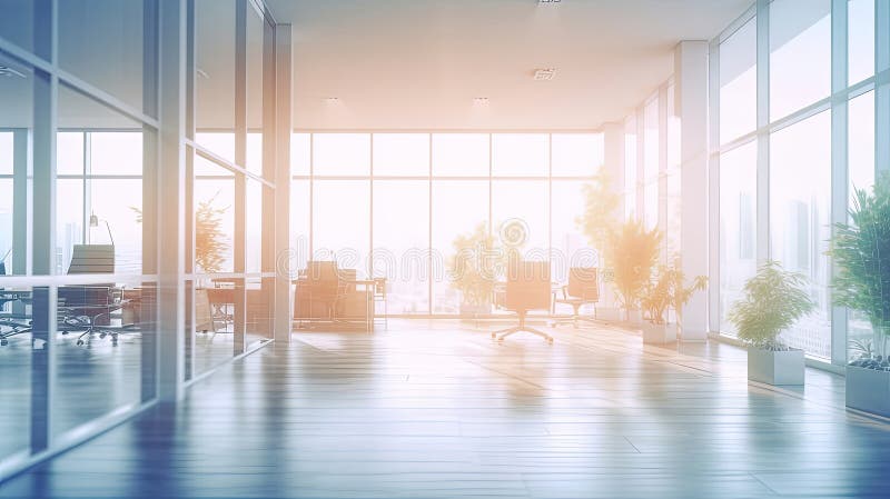 The Sun is Shining through the Windows of an Office Building ...