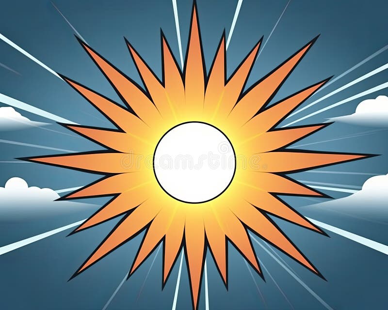 The Sun is Shown in a Comic Book Style Illustration Stock Illustration ...