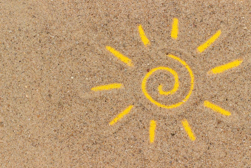 Yellow Circle Frame Shape and Sea Sand. Template Mockup for Your Design ...