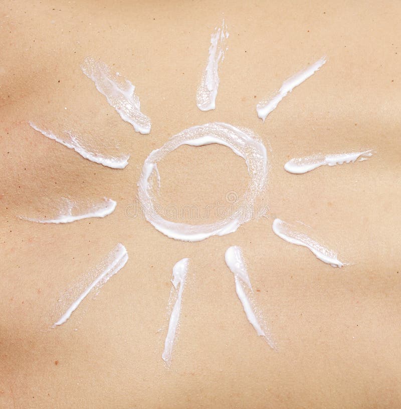 Sunscreen Tan Lotion Sun Drawing in Cream on Skin Stock Photo - Image ...