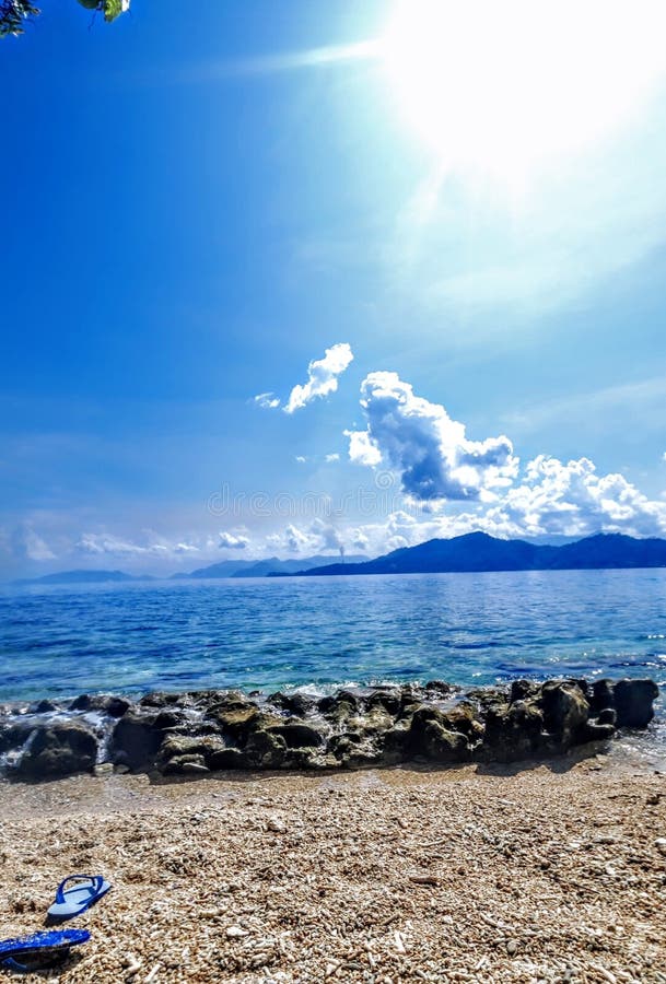 Sun, Sky on the Beach, the Island in Sumbar, Indonesia Stock Photo ...