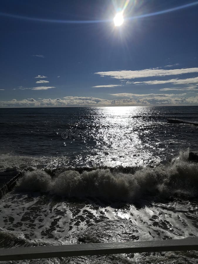 Sun in the Sky on Choppy Seas Stock Image - Image of water, choppy ...