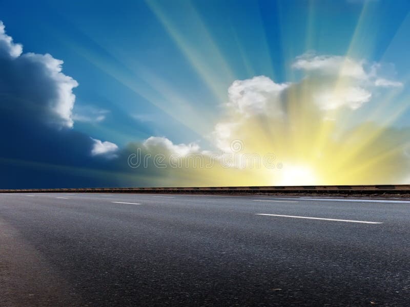 Sun sky clouds road stock image. Image of steam, dirty - 13624547
