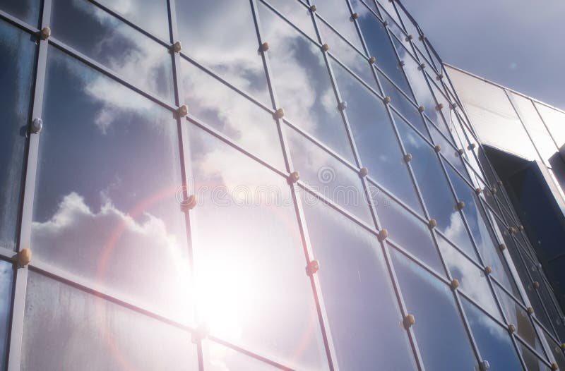 The Sun and the Sky in Glass Building Stock Photo - Image of high ...