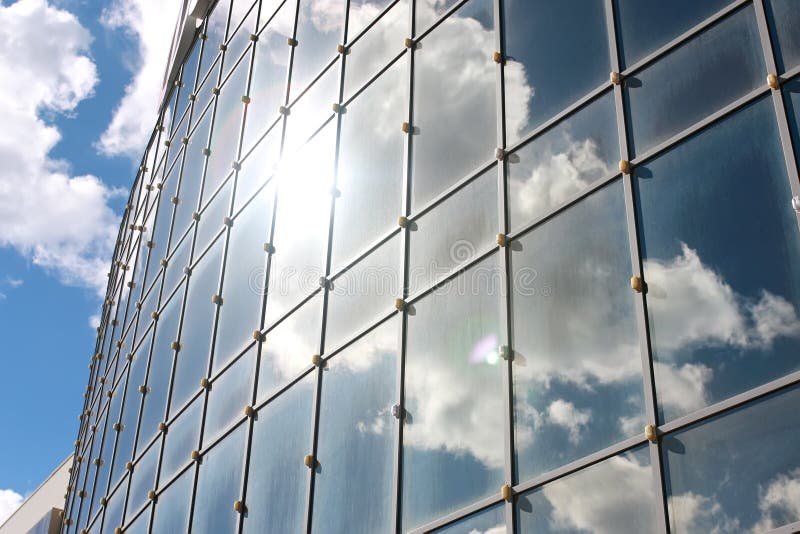 The Sun and the Sky in Glass Building Stock Image - Image of pattern ...