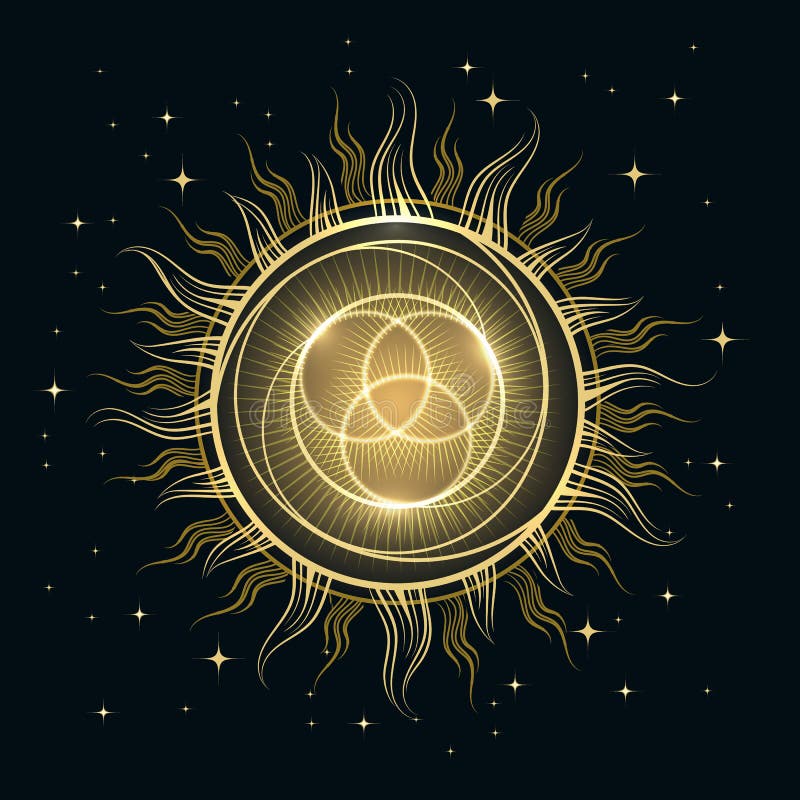 Sun in the Sky Mystic Illustration Stock Vector - Illustration of ...