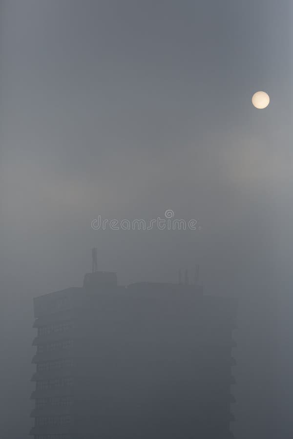 Sun on the Sky Over Polluted City Stock Image - Image of danger ...