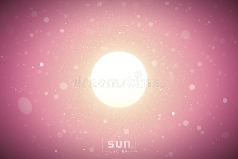 Sun in Sky. Pink Backdrop with Star and Bokeh Stock Vector ...