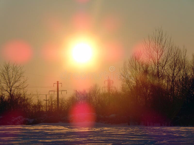 The Sun in the Sky in Winter - Landscape Stock Photo - Image of romania ...
