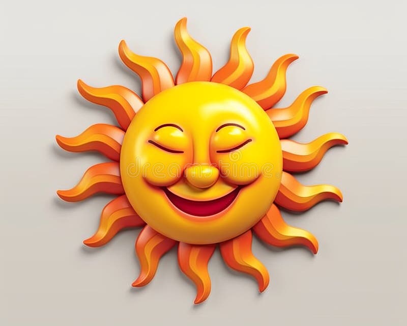 The Sun is Smiling in this 3d Illustration Stock Illustration ...