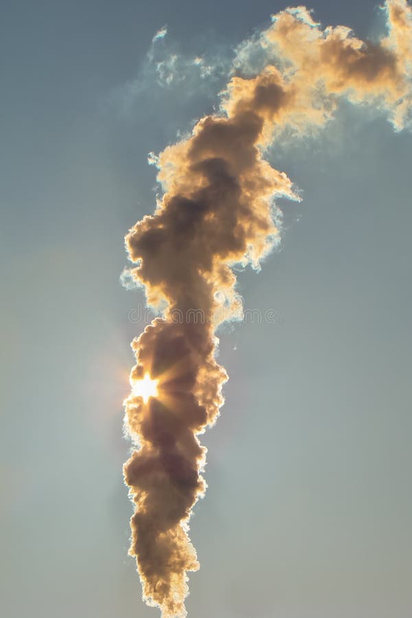 The sun through the smoke stock image. Image of smog - 49616075