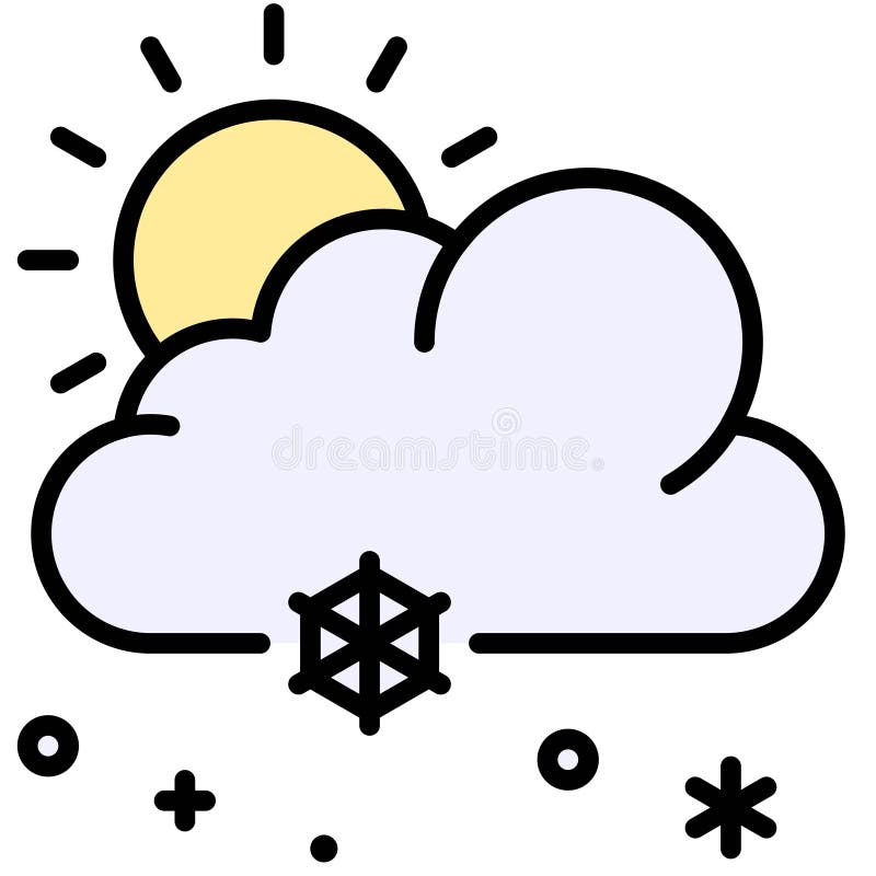 Sun and Snow Cloud Icon, Winter City Related Vector Stock Vector ...