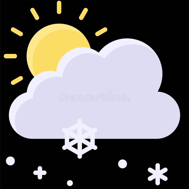 Sun and Snow Cloud Icon, Winter City Related Vector Stock Vector ...