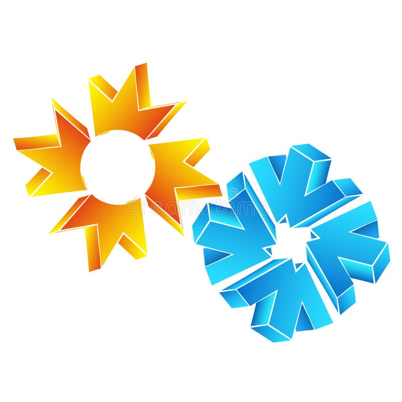 Sun and snowflake abstract stock vector. Illustration of logo - 92264630
