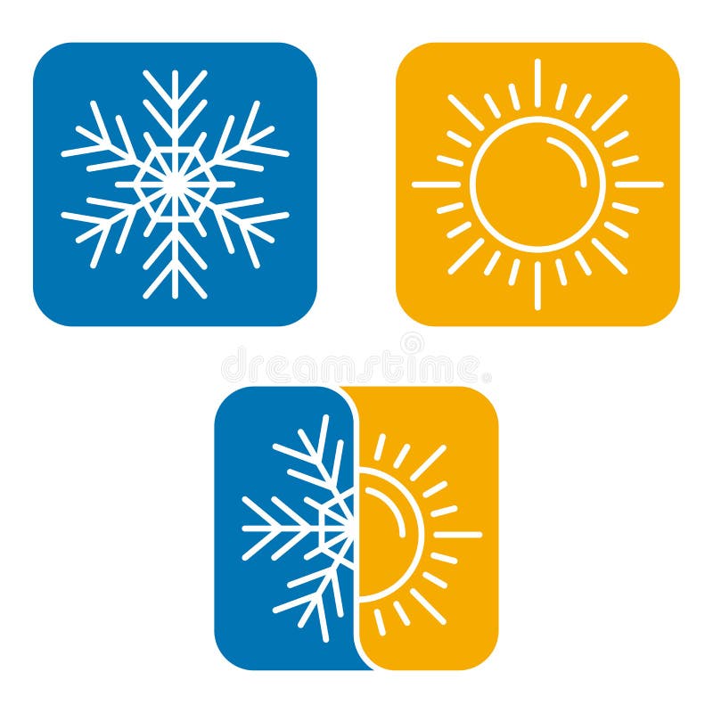 Sun and Snowflake Icons - Cilimate Change, Control Stock Vector ...