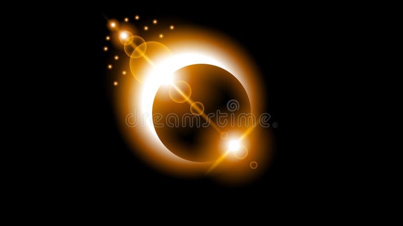 Sun Eclipse Orange Color Fire Dark Background Vector Moon Design Style ...