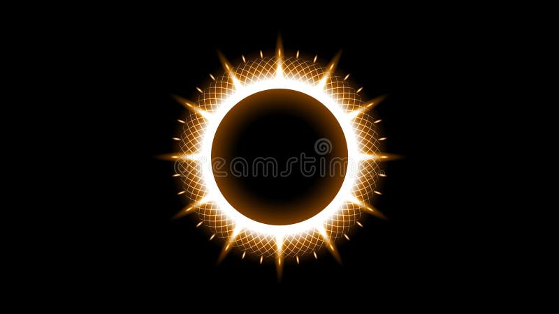 Sun Eclipse Orange Color Fire Dark Background Vector Moon Design Style ...