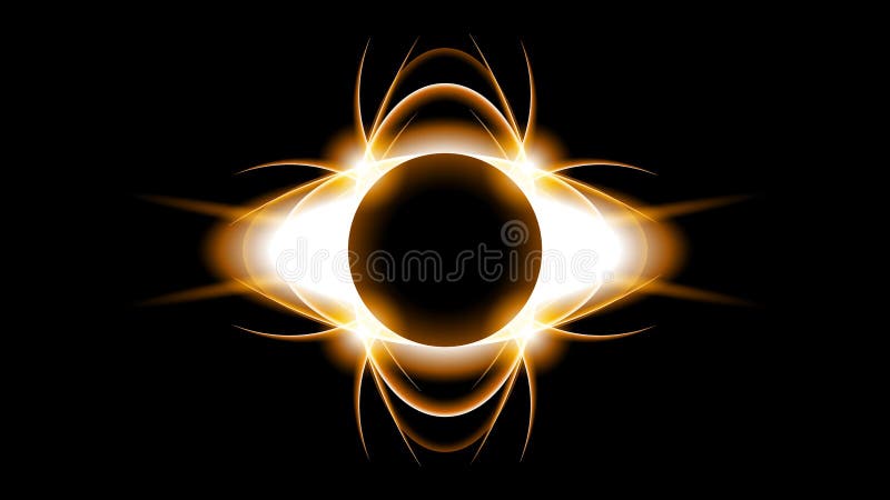 Sun Eclipse Orange Color Fire Dark Background Vector Moon Design Style ...
