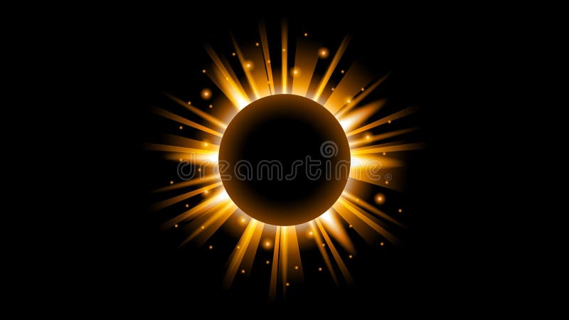 Sun Eclipse Orange Color Fire Dark Background Vector Moon Design Style ...