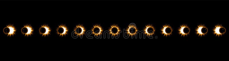 Sun Eclipse Orange Color Fire Dark Background Vector Moon Design Style ...