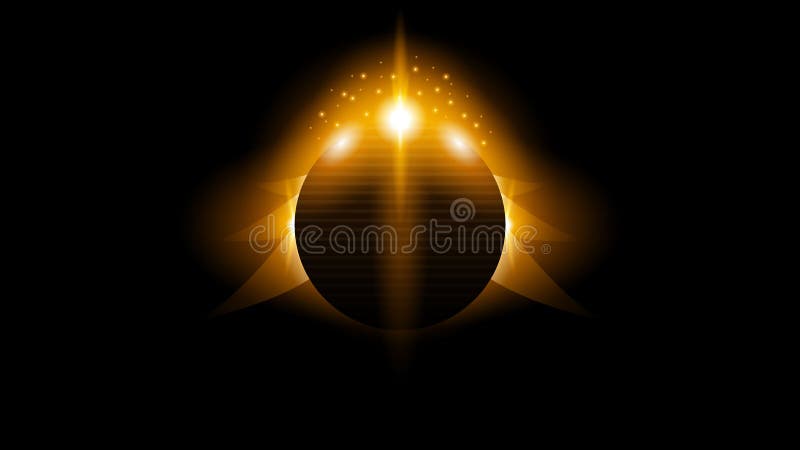 Sun Eclipse Orange Color Fire Dark Background Vector Moon Design Style ...