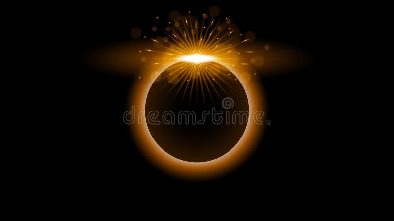 Sun Eclipse Orange Color Fire Dark Background Vector Moon Design Style ...